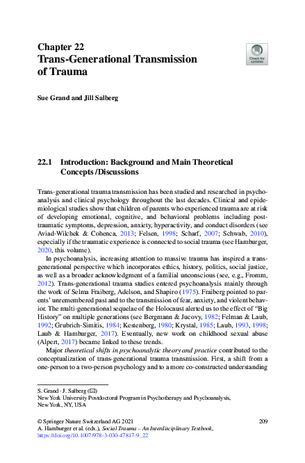 (PDF) Trans-Generational Transmission of Trauma