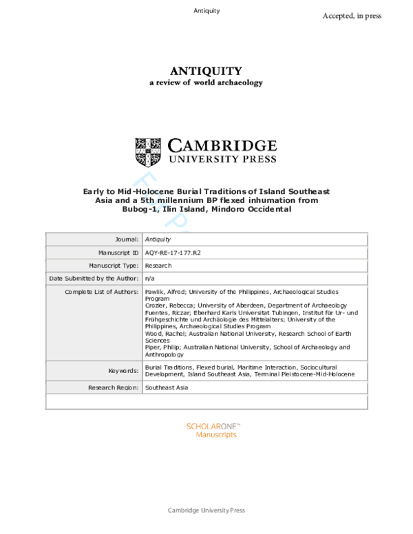 (PDF) Early to Mid-Holocene Burial Traditions of Island Southeast Asia ...