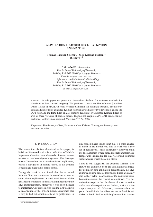 (PDF) A simulation platform for localization and mapping