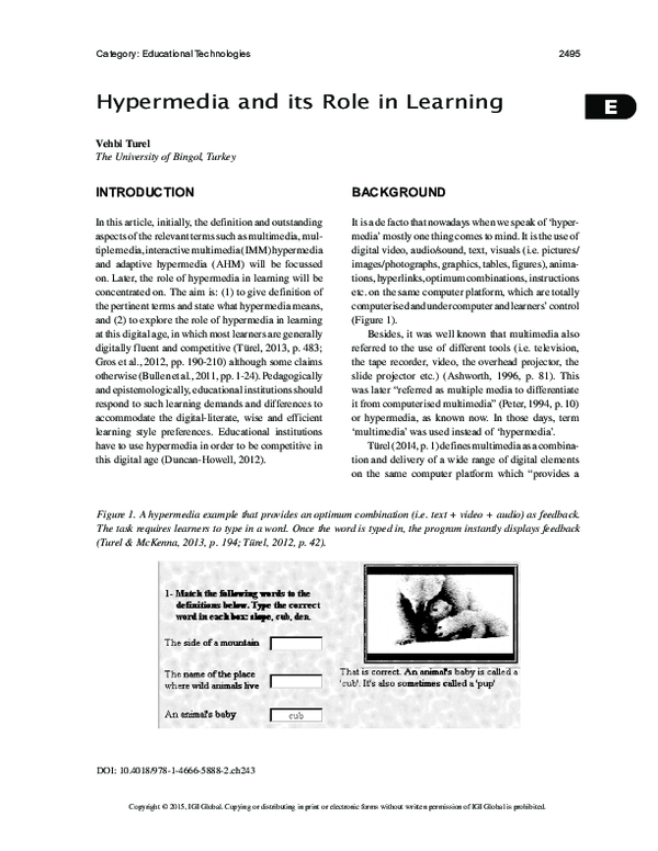 (PDF) Hypermedia and its Role in Learning