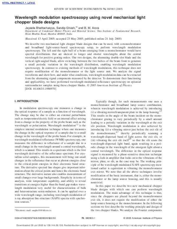 (PDF) Wavelength modulation spectroscopy using novel mechanical light ...