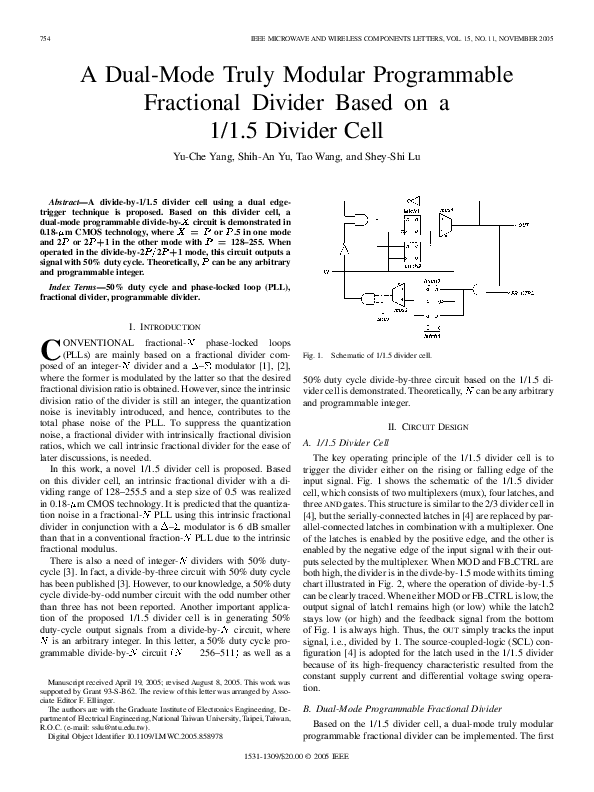 (PDF) A dual-mode truly modular programmable fractional divider based ...