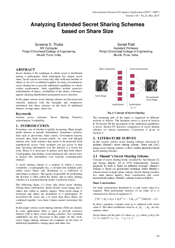 Analyzing Extended Secret Sharing Schemes based on Share Size