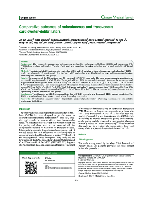 (PDF) Comparative outcomes of subcutaneous and transvenous cardioverter ...