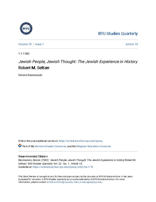 (PDF) Jewish People, Jewish Thought: The Jewish Experience in History