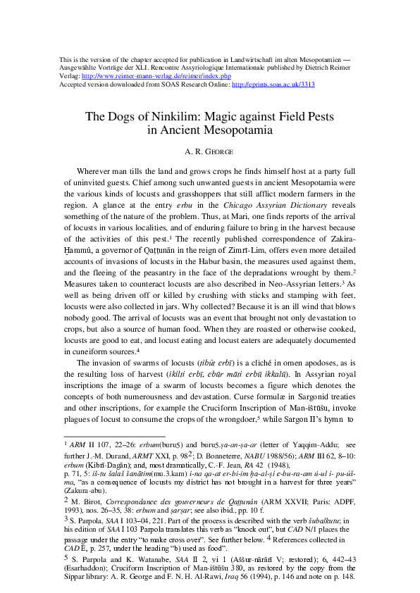 (PDF) The Dogs of Ninkilim: Magic against field pests in ancient ...