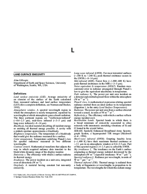 Pdf Land Surface Emissivity
