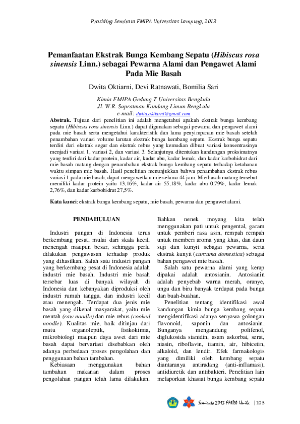 (PDF) Pemanfaatan Ekstrak Bunga Kembang Sepatu (Hibiscus rosa sinensis ...
