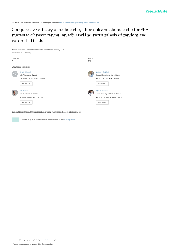(PDF) Comparative efficacy of palbociclib, ribociclib and abemaciclib ...