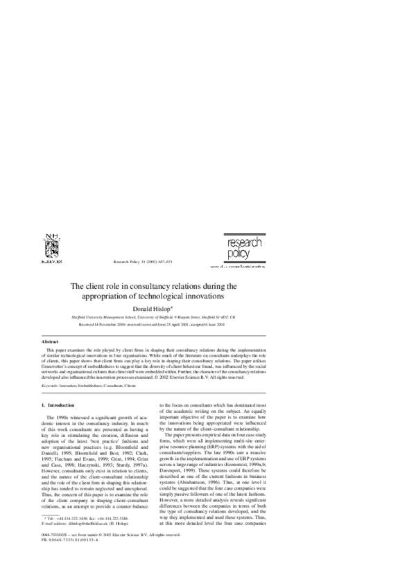 (PDF) The client role in consultancy relations during the appropriation ...