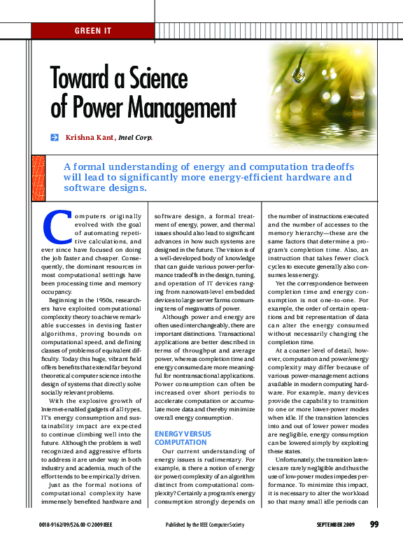 (PDF) Toward a Science of Power Management
