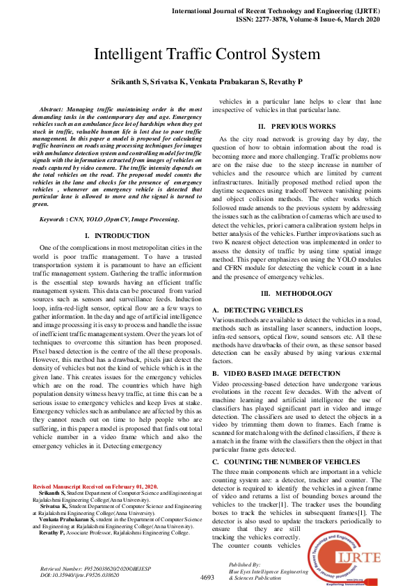 (PDF) Intelligent Traffic Control System