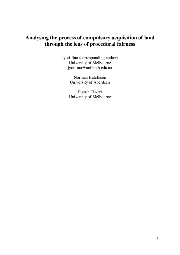 (PDF) Analysing the process of compulsory acquisition of land through ...
