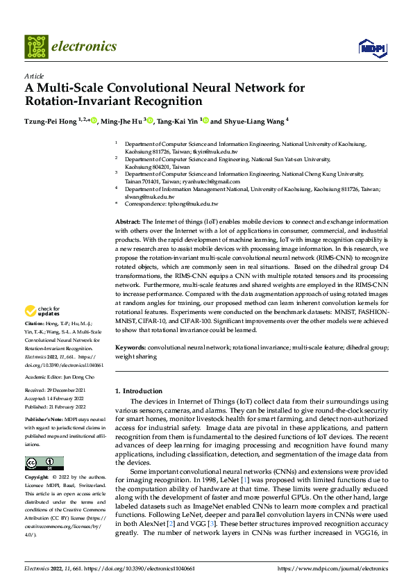 Pdf A Multi Scale Convolutional Neural Network For Rotation Invariant Recognition