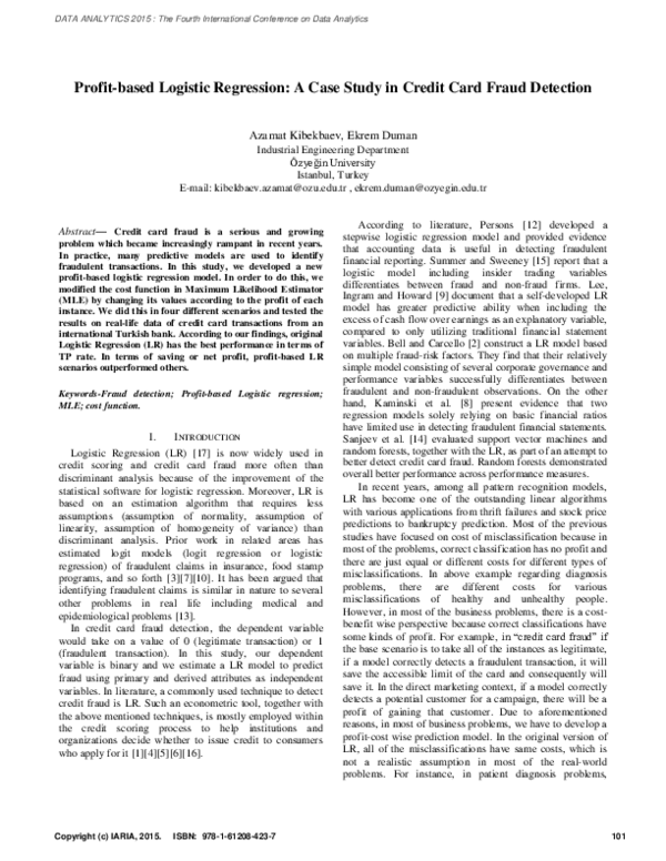 (PDF) Profit-based Logistic Regression : A Case Study in Credit Card ...