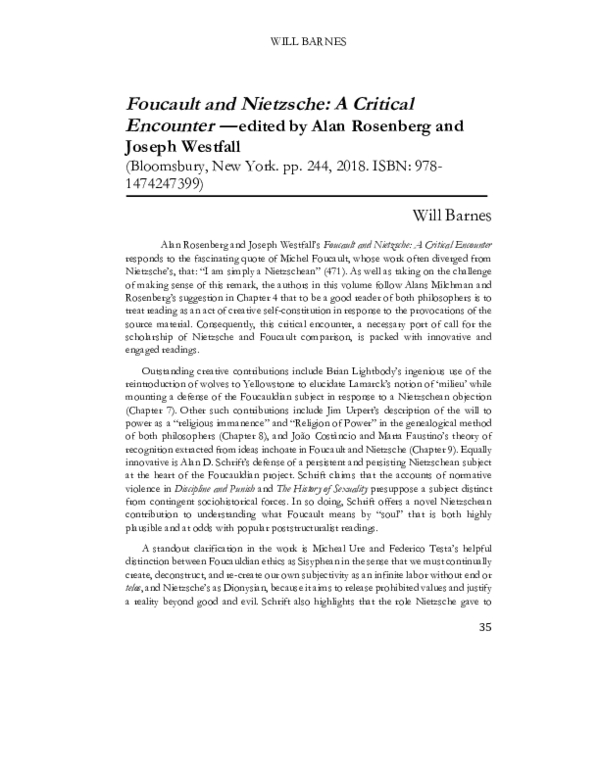 (PDF) Foucault and Nietzsche : A Critical Encounter