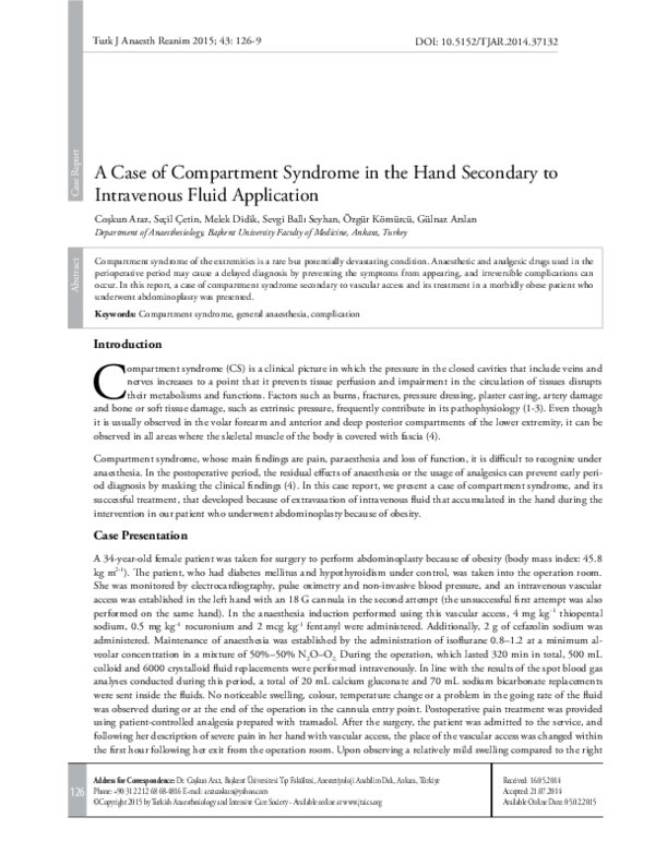 (PDF) A Case of Compartment Syndrome in the Hand Secondary to ...