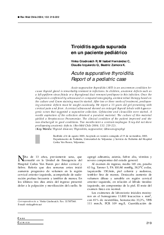 (PDF) Tiroiditis aguda supurada en un paciente pediátrico: Report of a ...