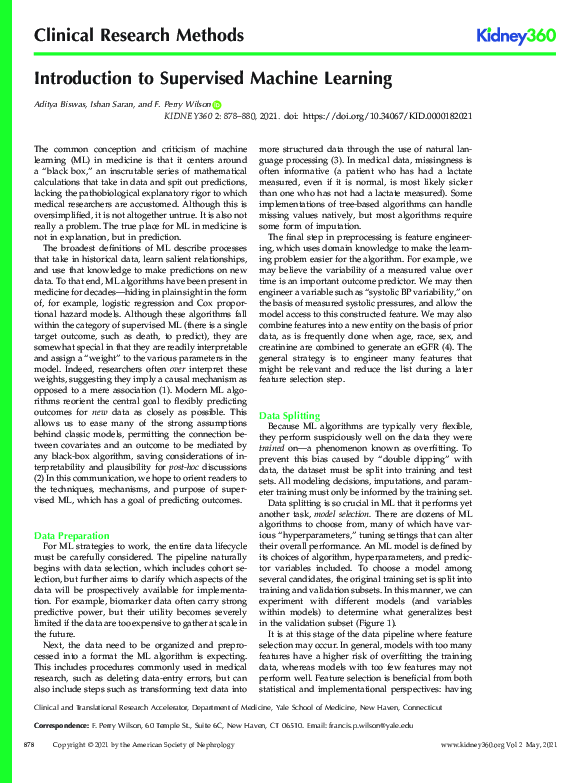 (PDF) Introduction to Supervised Machine Learning