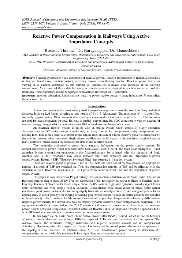 (PDF) Reactive Power Compensation in Railways Using Active Impedance ...