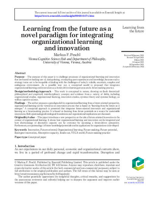 (PDF) Learning from the future as a novel paradigm for integrating ...