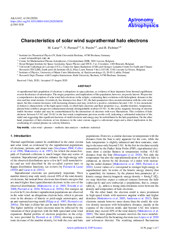 (PDF) Characteristics of solar wind suprathermal halo electrons