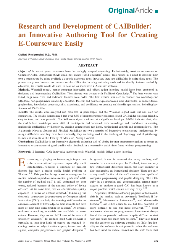 (PDF) E Research and Development of CAIBuilder: an Innovative Authoring Tool for Creating E ...