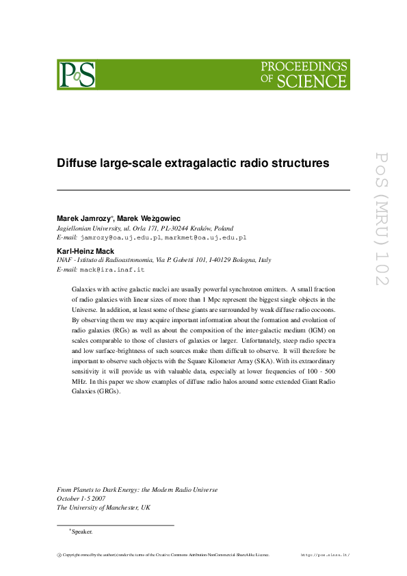 (PDF) Diffuse large-scale radio structures | Marek Jamrozy - Academia.edu