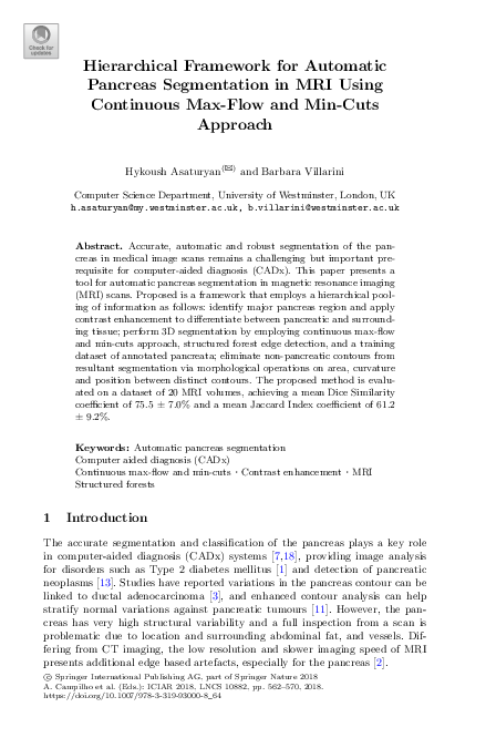 (PDF) Hierarchical Framework for Automatic Pancreas Segmentation in MRI Using Continuous Max ...