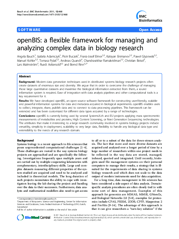(PDF) openBIS: a flexible framework for managing and analyzing complex ...