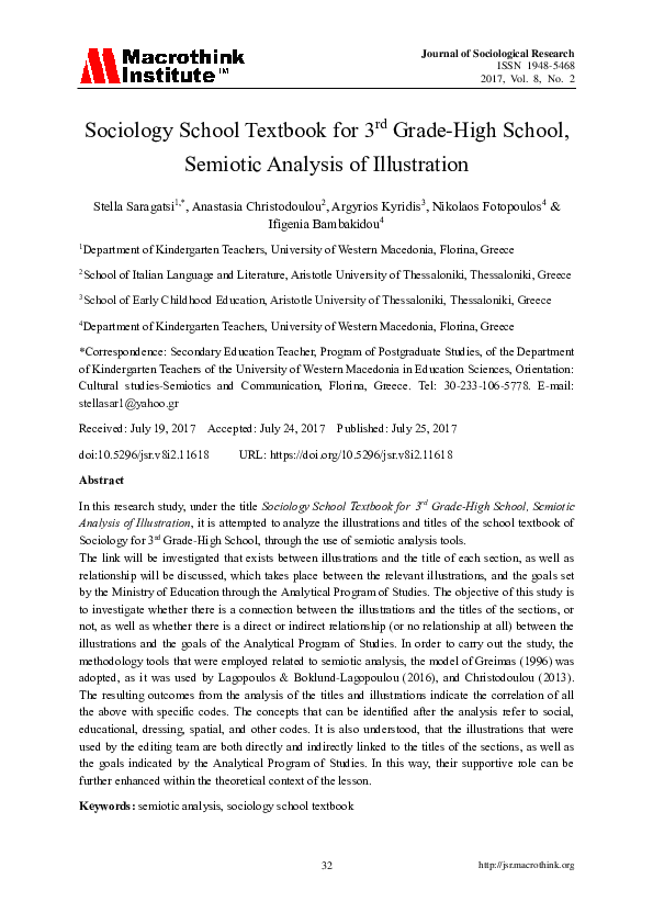(PDF) Sociology School Textbook for 3rd Grade-High School, Semiotic ...