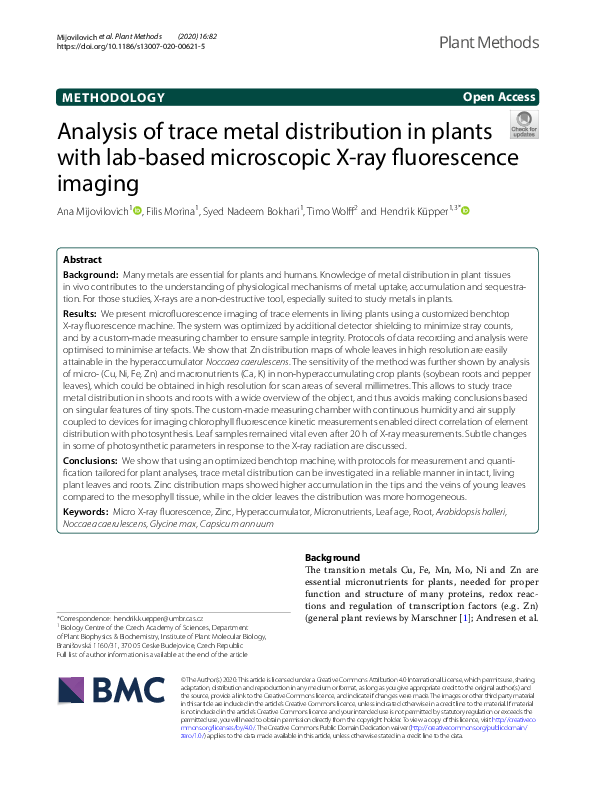 (PDF) Analysis of trace metal distribution in plants with lab-based ...