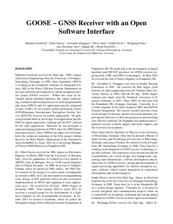 (PDF) GOOSE – GNSS Receiver with an Open Software Interface