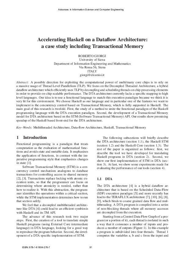(PDF) Accelerating Haskell on a Dataflow Architecture : a case study including Transactional ...