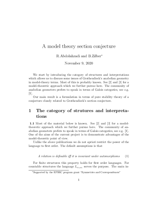 (PDF) A model theory section conjecture