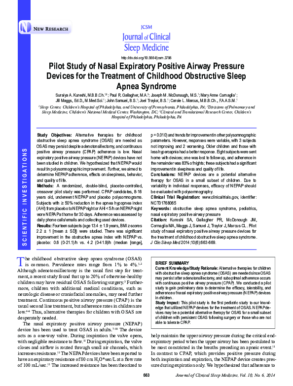 (PDF) Pilot Study of Nasal Expiratory Positive Airway Pressure Devices ...