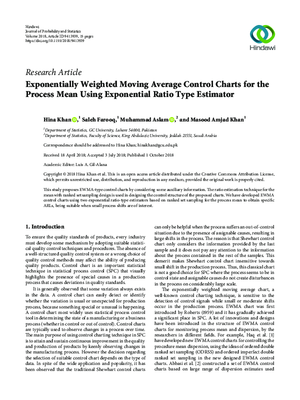 (PDF) Exponentially weighted moving average control charts for monitoring increases in Poisson rate