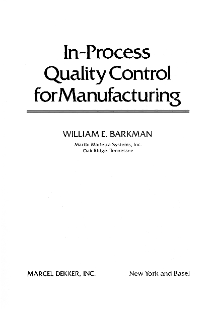 (PDF) In-Process Quality Control for Manufacturing