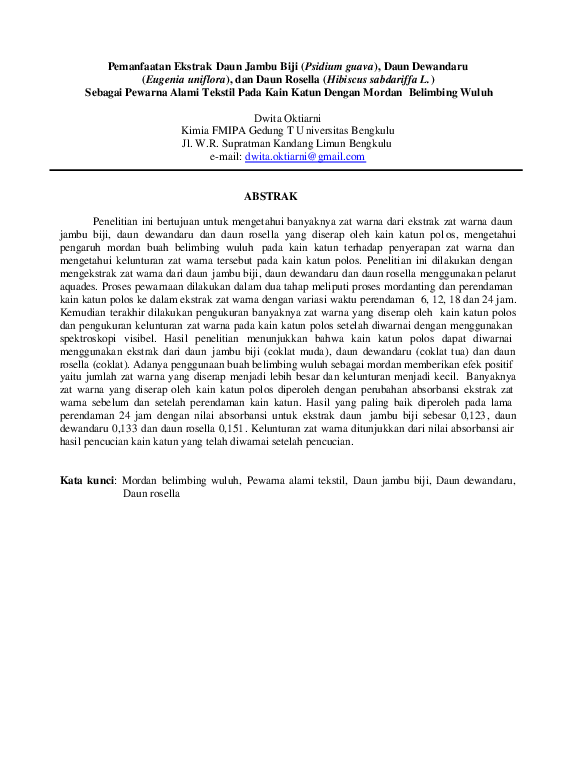 (PDF) Pemanfaatan Ekstrak Daun Jambu Biji (Psidium guava), Daun ...