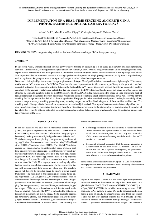 Pdf Real Time Stacking Algorithm For Uav Imaging