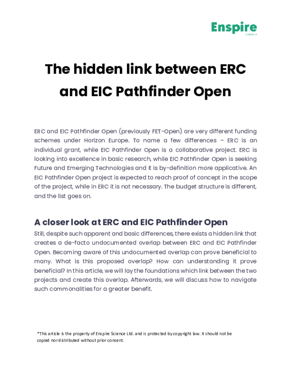 (PDF) The hidden link between ERC and EIC Pathfinder Open
