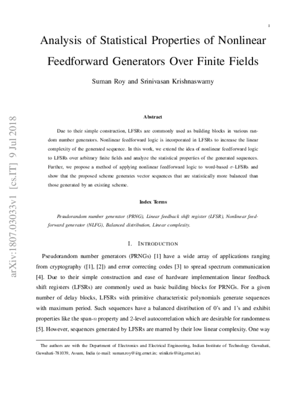 (PDF) On the frequency of symbols in sequences generated by nonlinear Feedforward generators ...