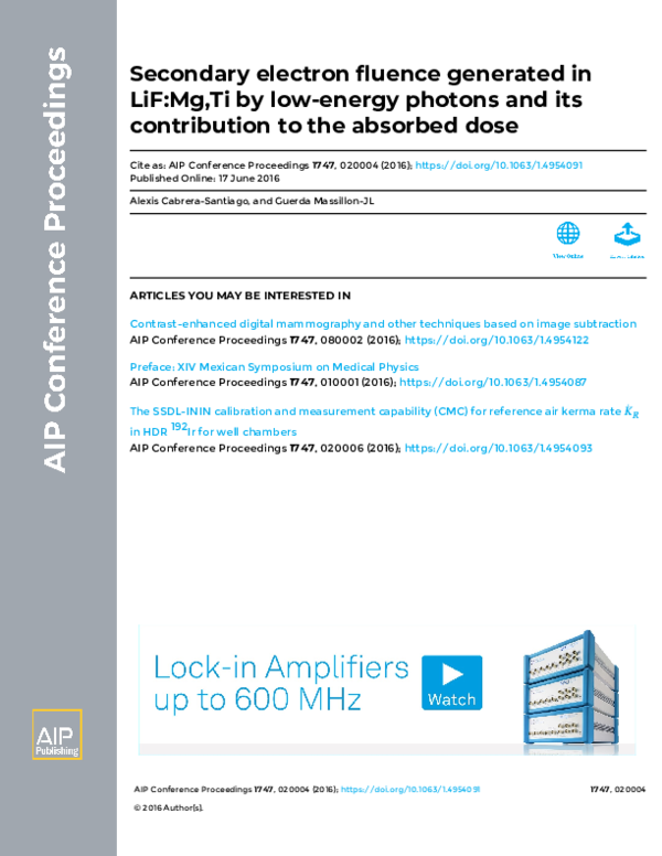 (PDF) Secondary electron fluence generated in LiF:Mg,Ti by low-energy ...