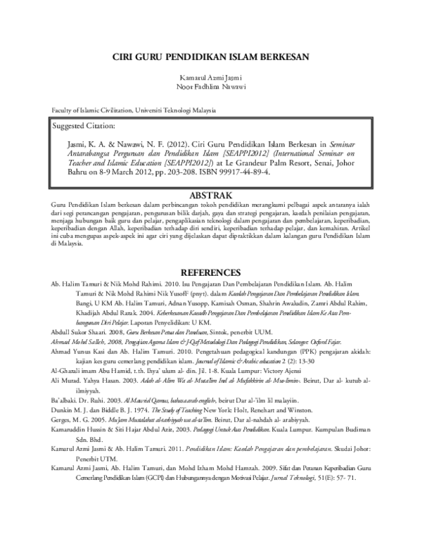 (PDF) Ciri guru pendidikan Islam berkesan