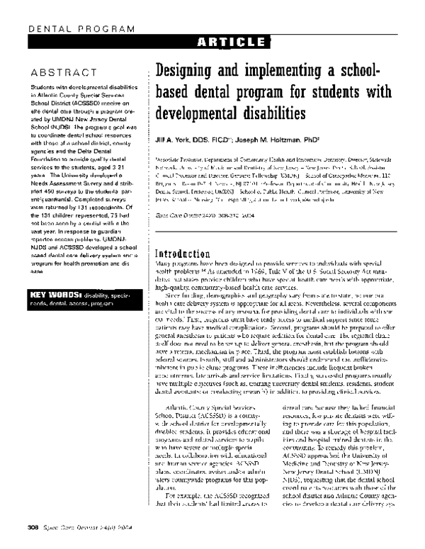 (PDF) Designing and implementing a school-based dental program for ...