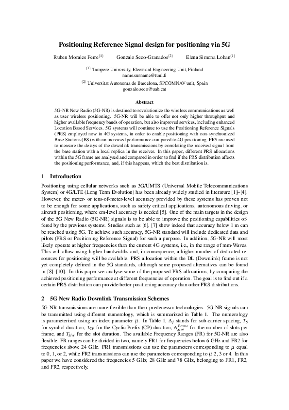 Pdf Positioning Reference Signal Design For Positioning Via 5g