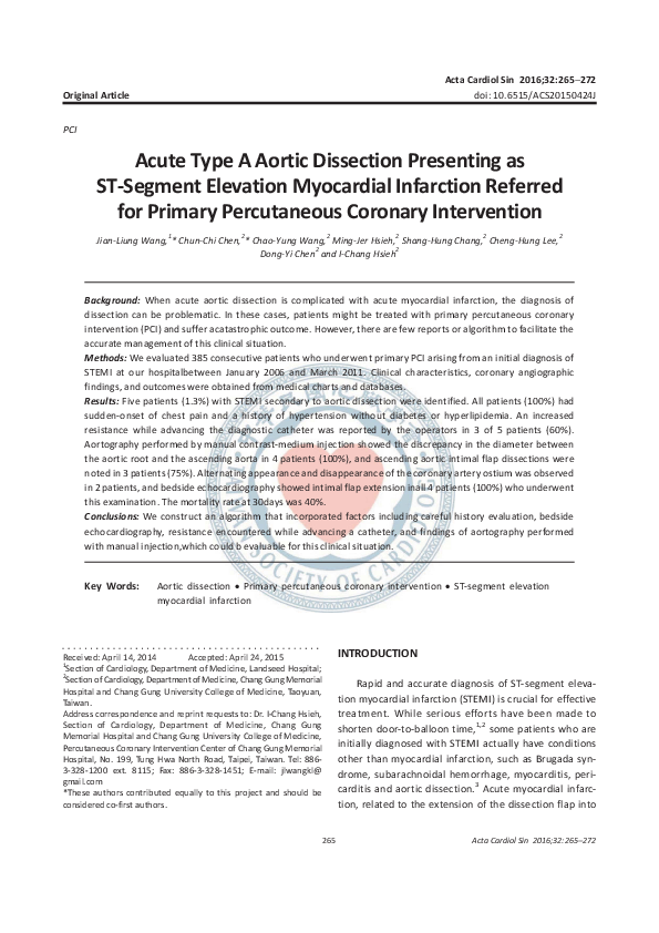 (PDF) PCI Acute Type A Aortic Dissection Presenting as ST-Segment ...