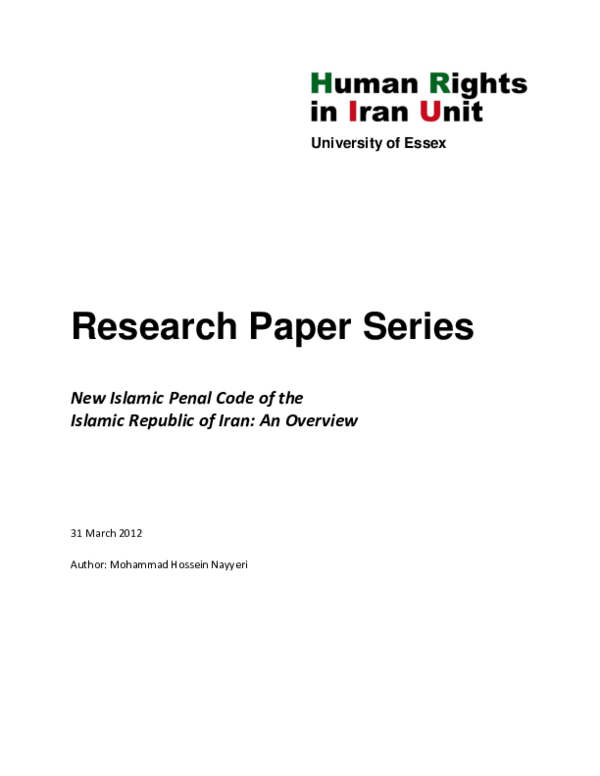 (PDF) New Islamic Penal Code of the Islamic Republic of Iran: An Overview