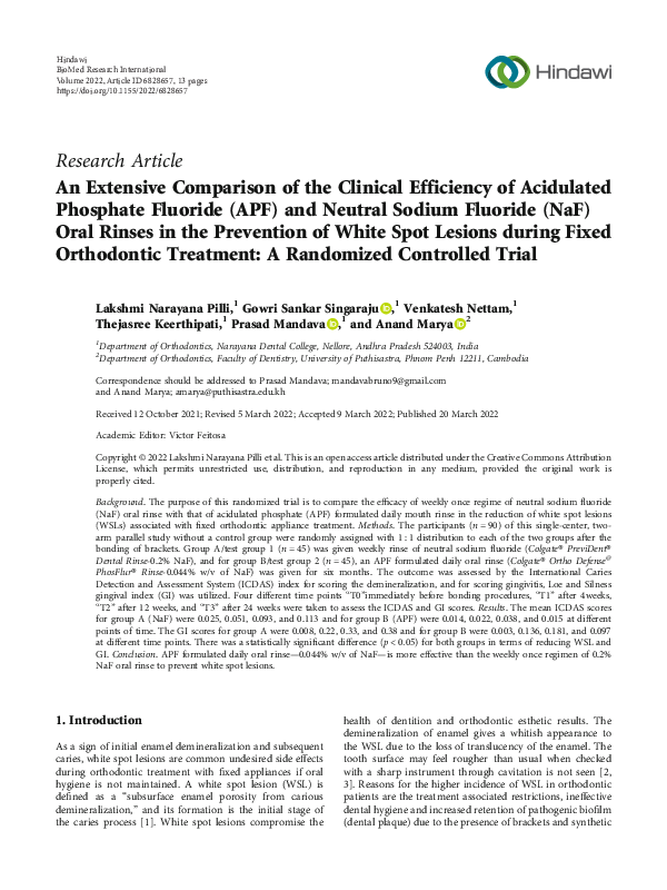(PDF) An Extensive Comparison of the Clinical Efficiency of Acidulated ...