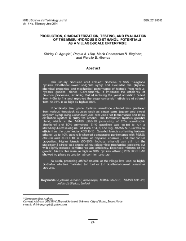 (PDF) Production, Characterization, Testing, and Evaluation of the Mmsu ...